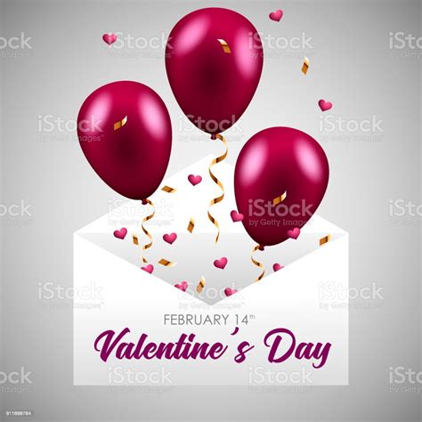 색종이와 풍선입니다 해피 발렌타인 데이 배너입니다 벡터입니다 해피 발렌타인 데이 하루 2월에 대한 스톡 벡터 아트 및 기타 이미지 Istock