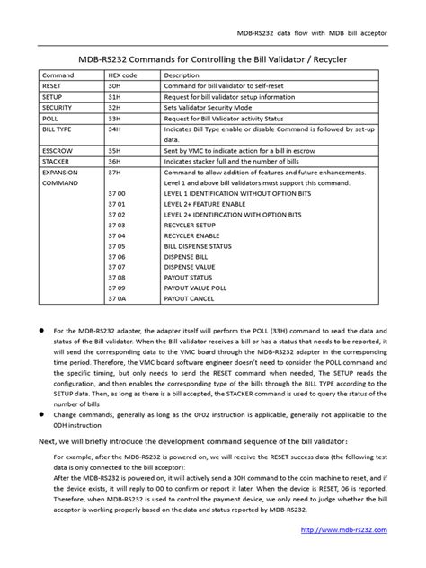 Mdb Rs232 Work With Mdb Bill Acceptor Pdf Computing Computer