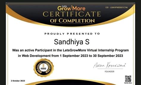 Sandhiya S On Linkedin Letsgrowmore Webdevelopment Html Css