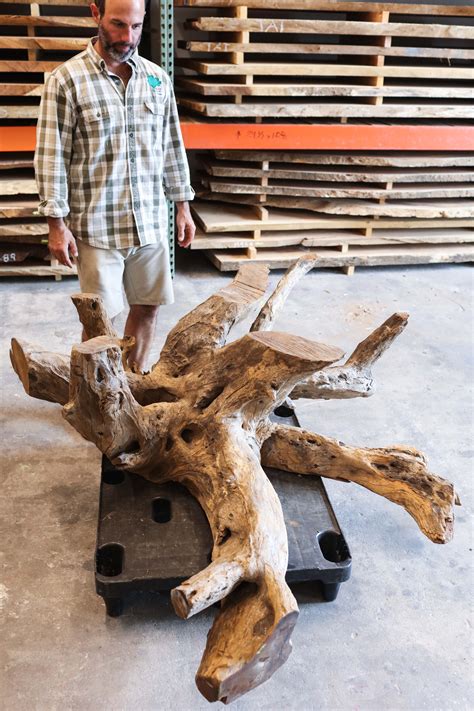 Root Ball Table Base 65 X 56 X 22 Inches Tropical American Timber