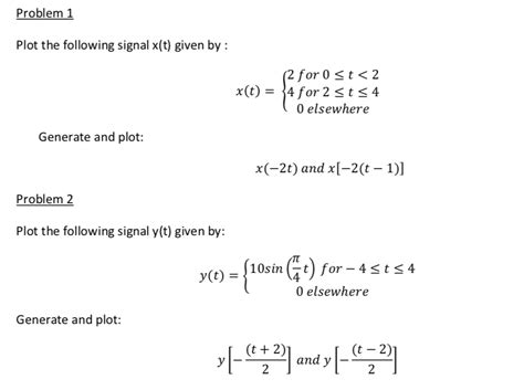Solved Problem 1 Plot The Following Signal X T Given By 2 Chegg Com