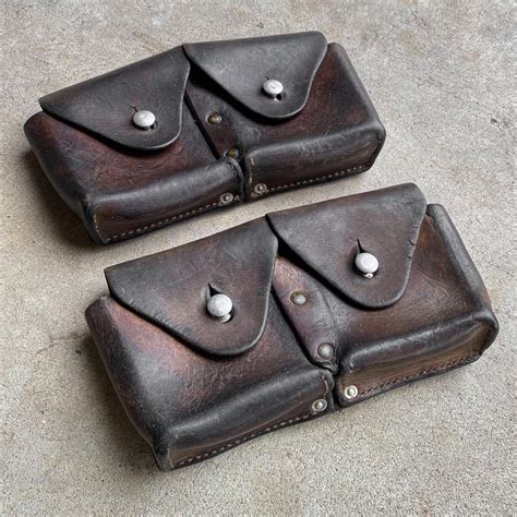 Vintage 30s 40s Wwii Swiss Army Military Saddle Leather Ammo Ammunition