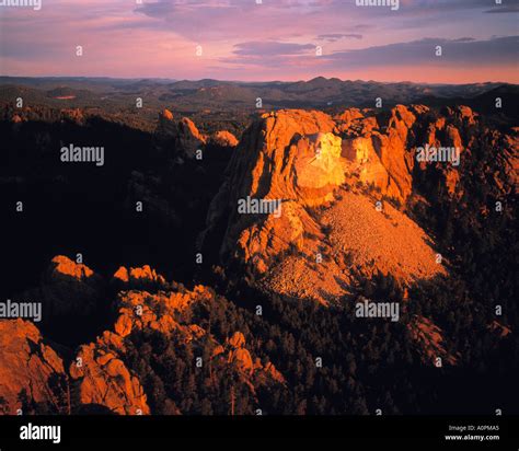 Aerial View Of Mount Rushmore At Dawn Mount Rushmore National Memorial