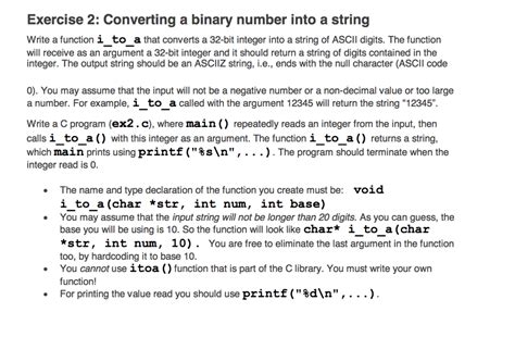 Solved Write A Function Itoa That Converts A 32 Bit