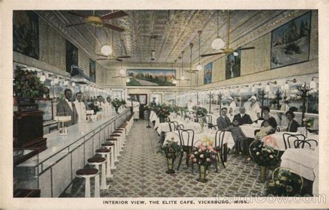 Interior View The Elite Cafe Vicksburg Ms Postcard