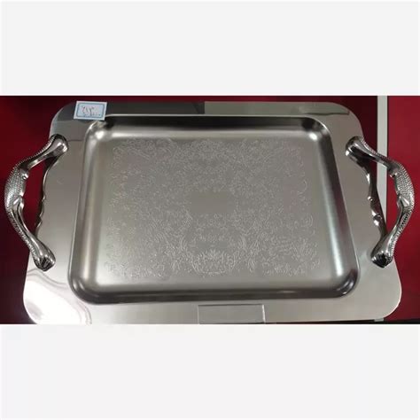 خرید و قیمت سینی استیل نگیر مستطیل طرح دار از غرفه فروشگاه تونیش