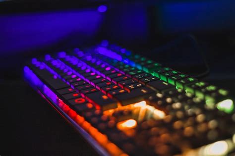 Free Photo Computer Keyboard With Colorful Led Lights