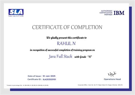“i Recently Completed A Java Full Stack Course At Sla Institution” The Course Provided In Depth