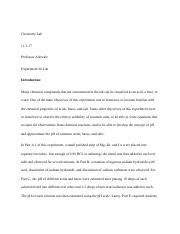 Experiment 6 Chem Lab Pdf Chemistry Lab 11 1 17 Professor Adewale Experiment 6 Lab
