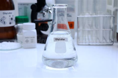 Ethyl Ether In Glass Chemical In The Laboratory And Industry Stock