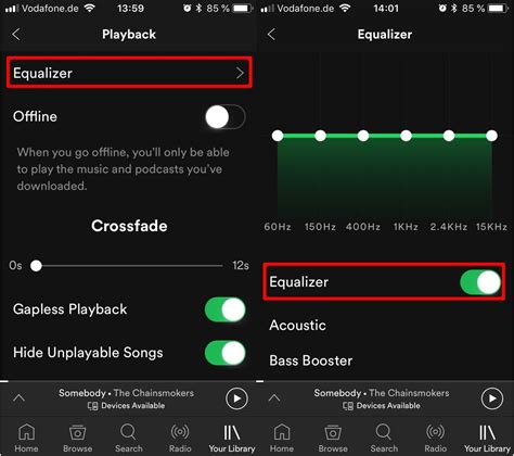 spotify equalizer enable on ios