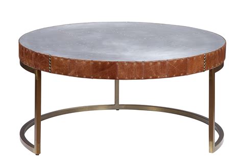 Everly Quinn Bailee Round Coffee Table With Aluminum Top And Cocoa