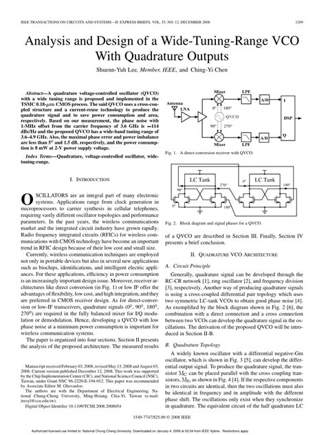 Pdf Analysis And Design Of A Wide Tuning Range Vco With Quadrature Outputs