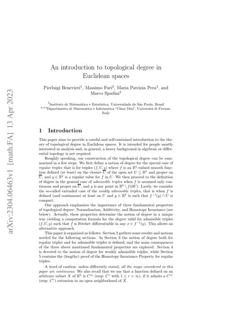 Pdf An Introduction To Topological Degree In Euclidean Spaces