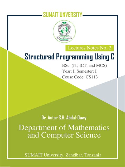 Spuc Lecture Notes No Programming Language Using C Sumait Unversity