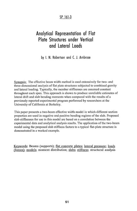 Pdf Analytical Representation Of Flat Plate Structures Under Vertical And Lateral Loads