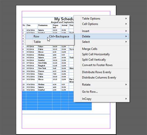 Importing An Excel Table To Design A Schedule In Adobe Indesign