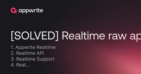 Solved Realtime Raw Api Threads Appwrite