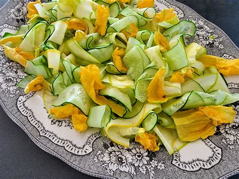 Shaved Cucumber And Summer Squash Salad With Blossoms