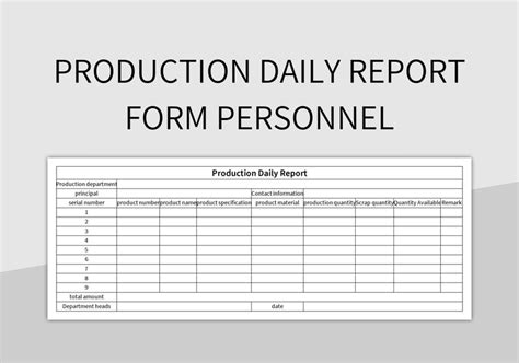 Production Daily Report Form Personnel Excel Template And Google Sheets File For Free Download