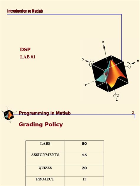 Dsp Lab 1 Introduction To Matlab Pdf Matlab Matrix Mathematics