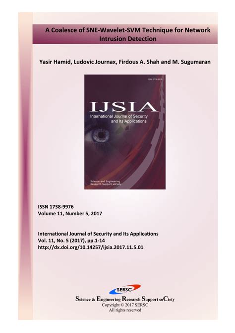 Pdf A Coalesce Of Sne Wavelet Svm Technique For Network Intrusion
