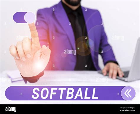Hand Writing Sign Softball Business Approach A Sport Similar To