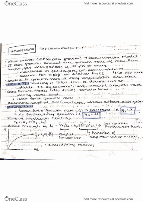 Econ 100b Lecture 7 Econ 100b Lec 7 Solow Growth Model Pt 1 Oneclass