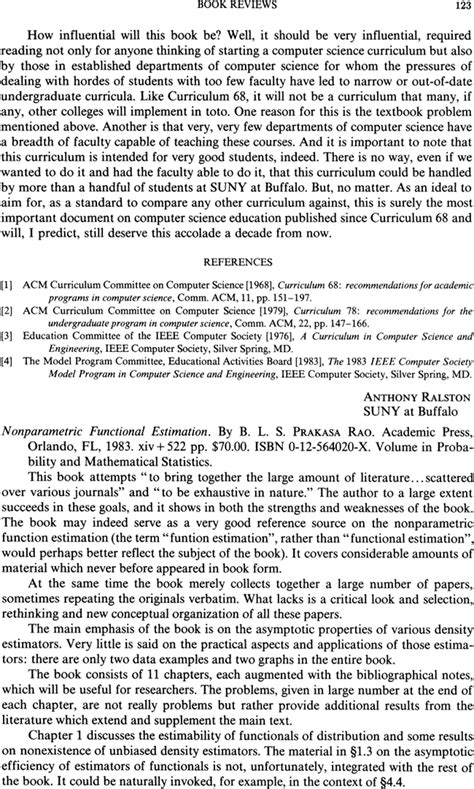 Nonparametric Functional Estimation B L S Prakasa Rao Siam Review