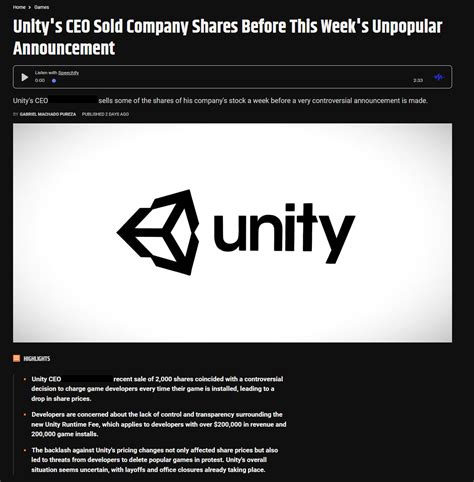 Ex Electronic Arts Ceo And Current Unity Ceo Singlehandedly Ruined The