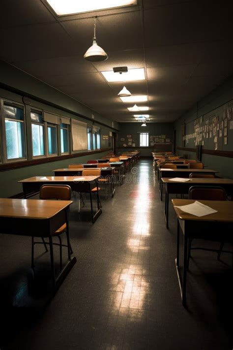 Empty Classroom With Smartboard And Projector Setup Stock Illustration