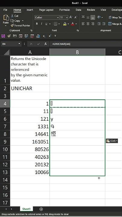 how to use the unichar function in microsoft excel shorts shorts youtube