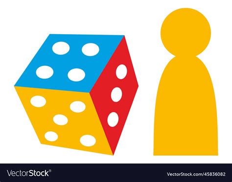 Ludo Board Game Symbol One Dice And Figure Vector Image