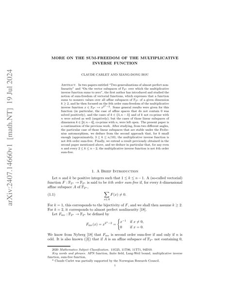 Pdf More On The Sum Freedom Of The Multiplicative Inverse Function