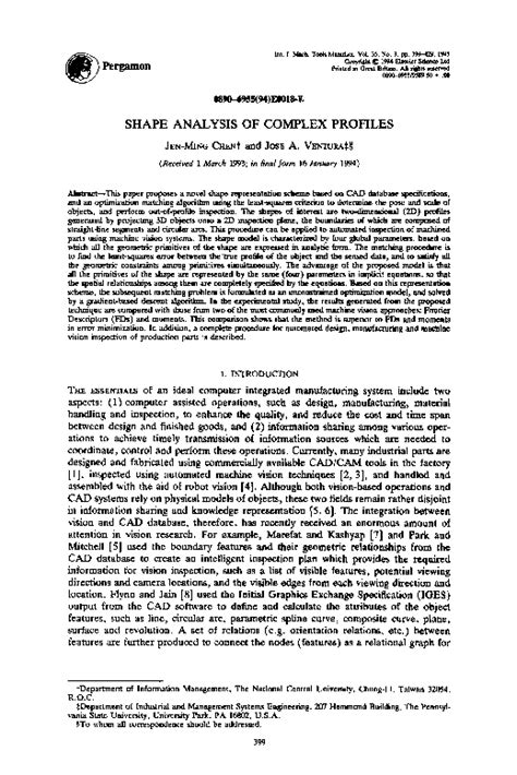 Pdf Shape Analysis Of Complex Profiles