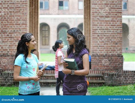 Two Indian College Girls Talking To Each Other Stock Image Image Of