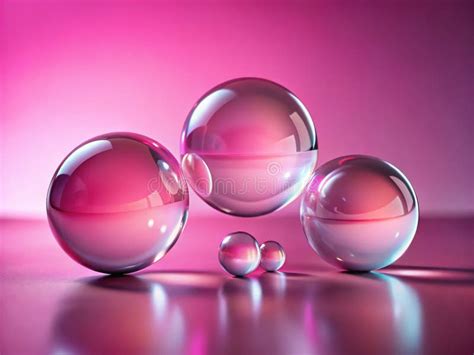 Stunning Pink Background With Three Glossy Plexiglass Spheres A