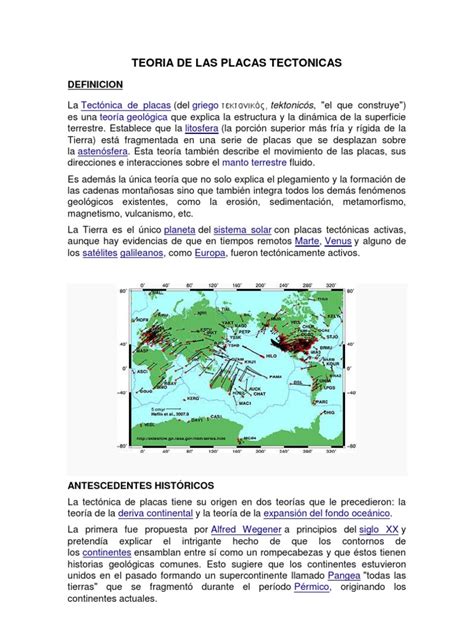 Teoria De Las Placas Tectonicas Geologia Pdf Placas Tectónicas