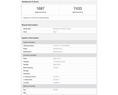 Macbook Air M Geekbench Macbook Pro