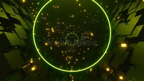 4k Animation Loop Futuristic Sci Fi Abstract Background Vj Loop Yellow Green Tunnel Motion