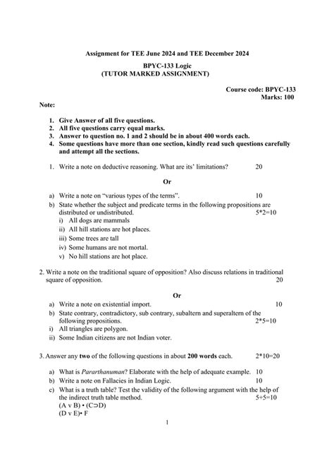 BPYC 133 Logic In English Solved Assignment 2023 2024 Free SOLVED