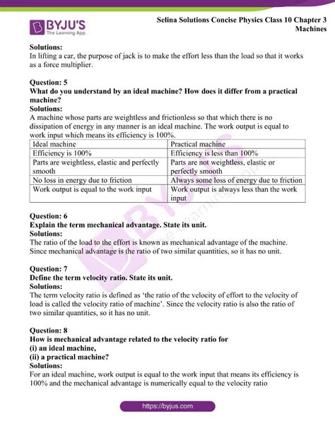 Selina Solutions Concise Physics Class 10 Chapter 3 Machines Avail Pdf