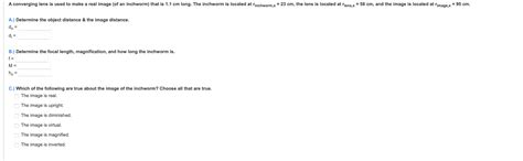 Solved A Determine The Object Distance The Image Chegg