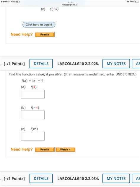 Solved Find The Function Value If Possible If An Answer Chegg Com