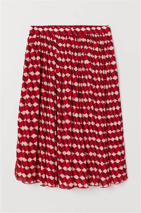 Pleated Skirt Red Patterned Handm Us 5 Skirts Pleated Skirt