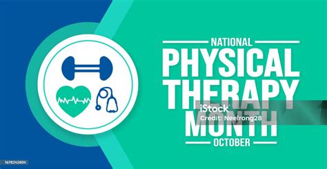 10월은 전국 물리 치료의 달 배경 템플릿으로 배경 배너 플래카드 카드 책 표지 및 포스터 디자인 템플릿에 사용됩니다 물리치료에 대한 스톡 벡터 아트 및 기타 이미지