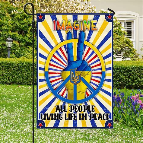 Ukraine Flag Stand With Ukraine Hippie Sign Imagine All People Living Life In Peace Lha2120f
