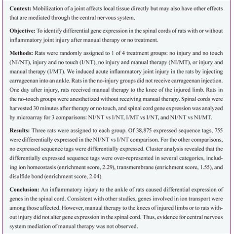 Example Of A Structured Abstract For An Original Research Article Download Scientific Diagram