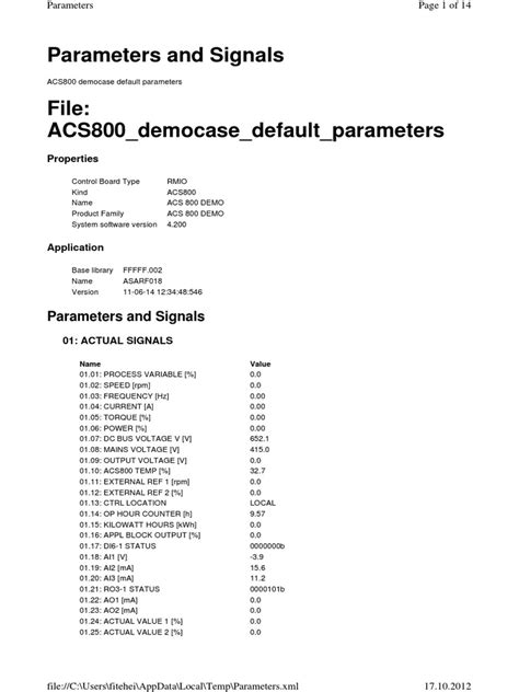 Acs800 Democase Default Parameters Pdf Parameter Computer