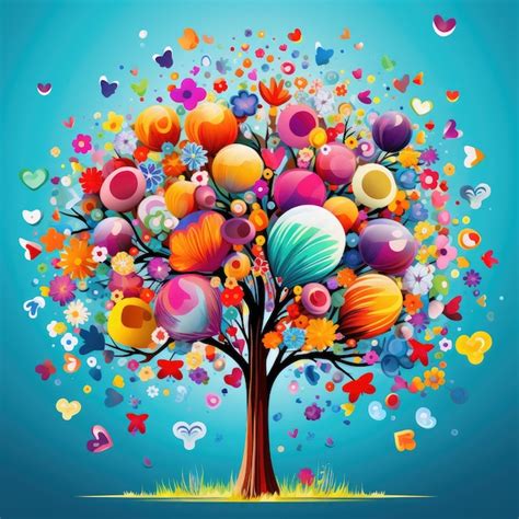 Premium Photo Colorful Tree With Butterflies